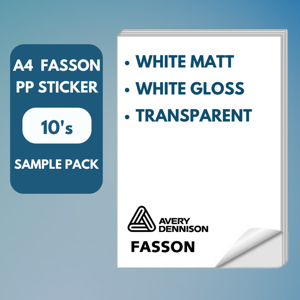 𝗣𝗥𝗜𝗡𝗧 𝗦𝗢𝗨𝗥𝗖𝗘 - FASSON PP Sticker White Gloss | WhiteMatt | Transparent A4 10's | Shopee Malaysia