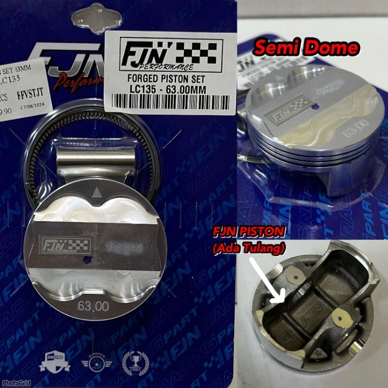 FJN PISTON SET LC135 / Y15 57MM 63MM DOME FORGED PISTON SET FJN RED LEO ...
