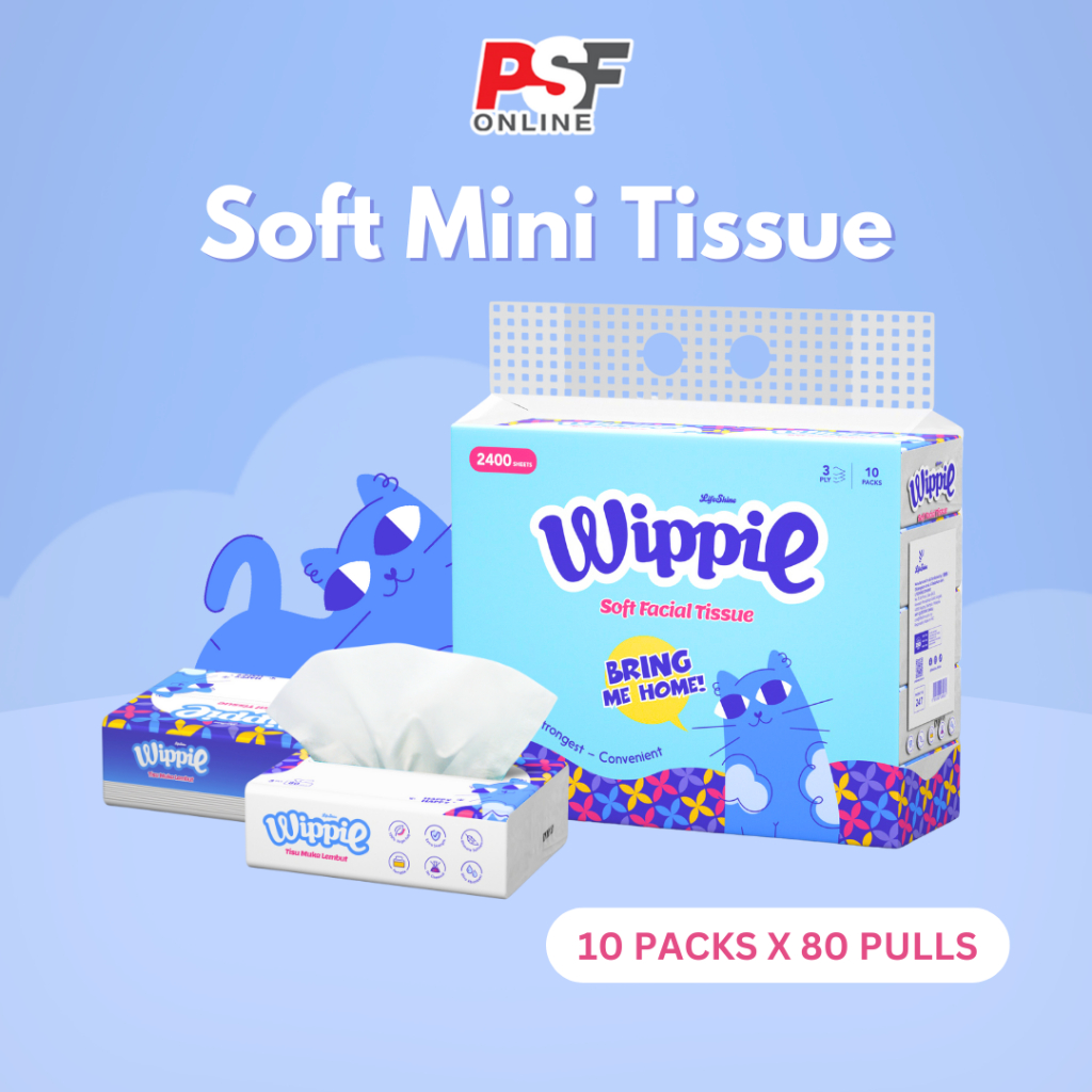 [1 Bag] Premium Quality Wippie Soft Mini Pack Tissue 80 Pulls (10 Packs ...