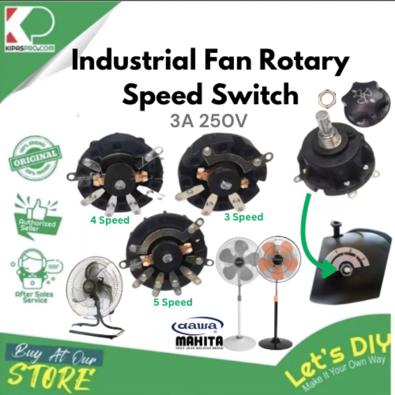 INDUSTRIAL FAN ROTARY SPEED SWITCH 3A 250V | Shopee Malaysia