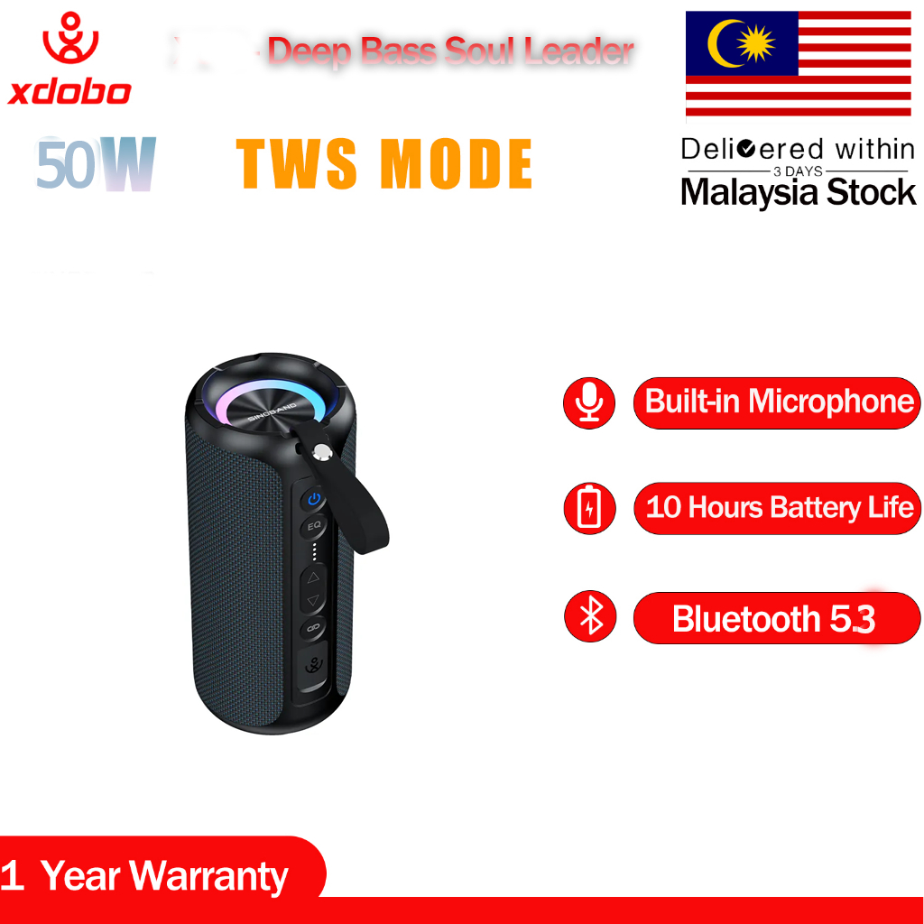 XDOBO Challenger 2020 Wireless Bluetooth Portable Speaker 50W Deep Bass ...