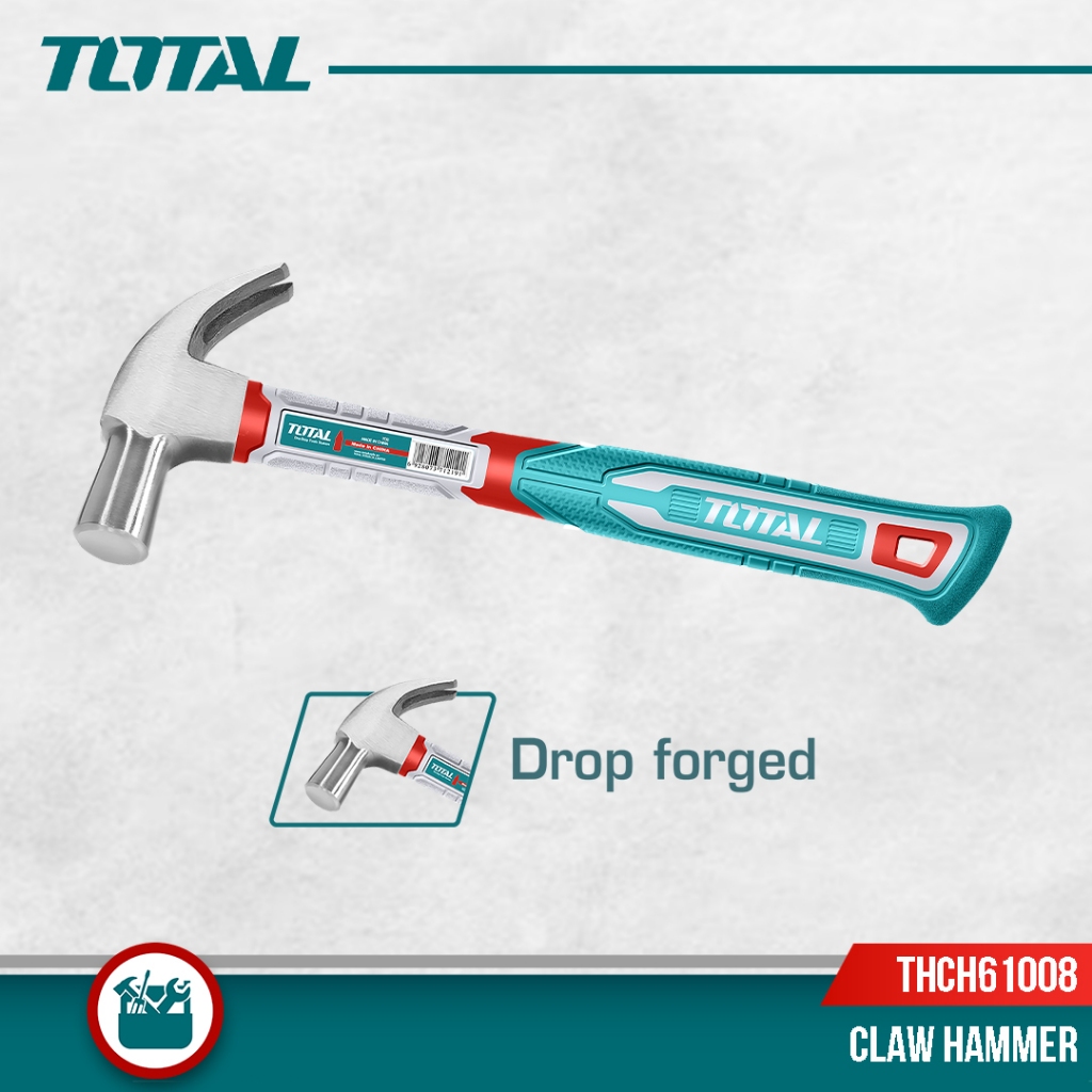 TOTAL Claw Hammer Fibreglass Handle + Heat Treated Carbon Steel Head ...