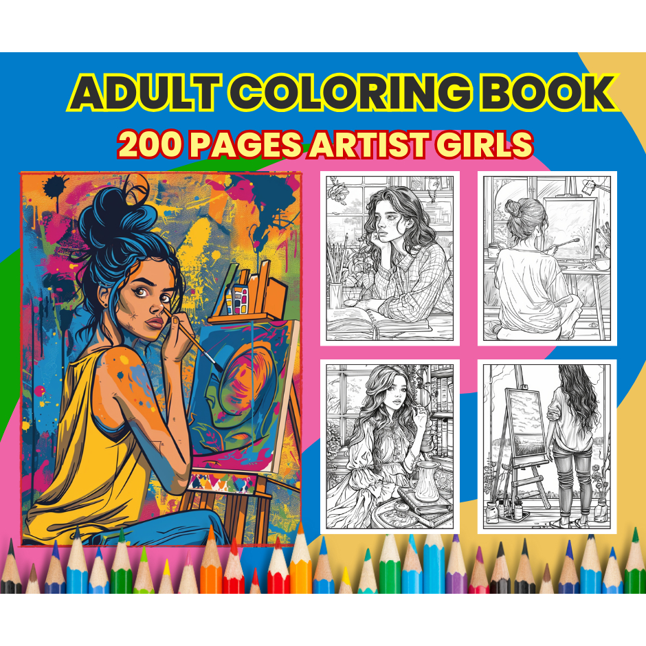 [PDF] 200 Pages Coloring Book Artist Girls - Colouring Book For Adult ...