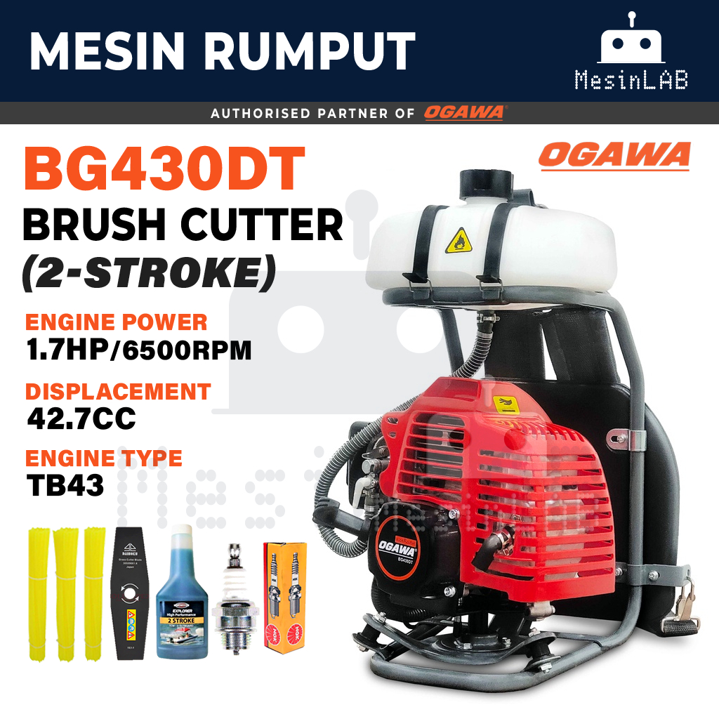 Original Ogawa BG430 BG430DT Brush Cutter 43cc TB43 2-Stroke Engine Mesin Rumput Petrol Grass ...