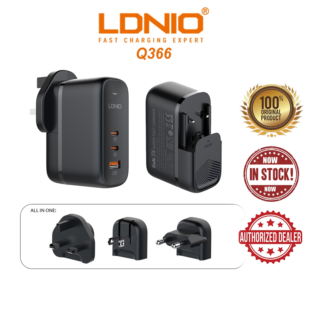 LDNIO Q366 65W Super-Fast Charging Charger PD 65W + QC 3.0 Universal Notebook Charger | Shopee ...