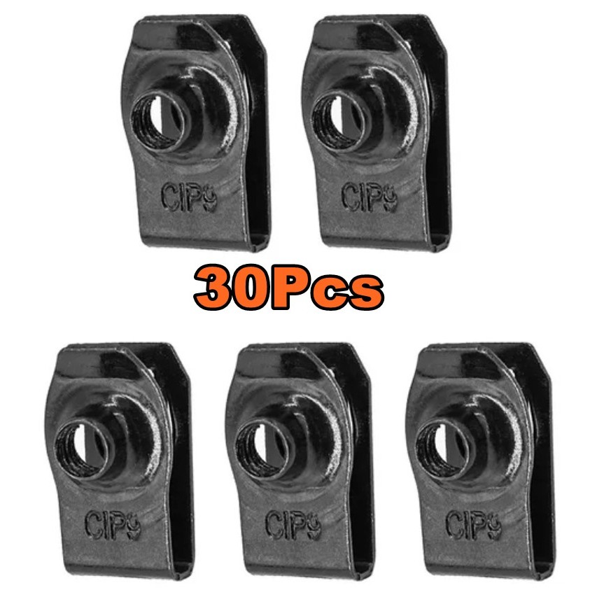 30Pcs M6 Clip Motorcycle Cover Set Body Car 6mm U-Clip U Nut Washes ...