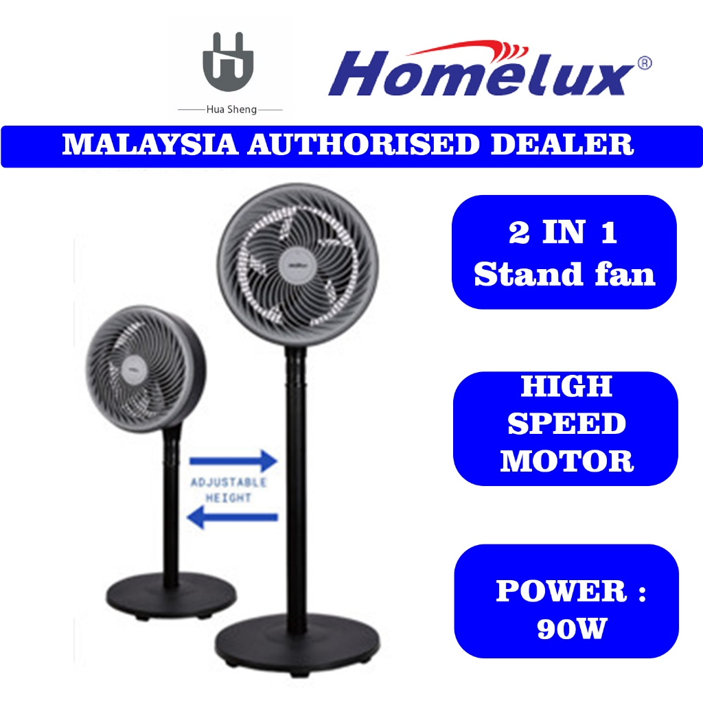 HOMELUX (SIRIM) HSF-108PW Powerful 2 in 1 Stand Fan 18”/Adjustable ...