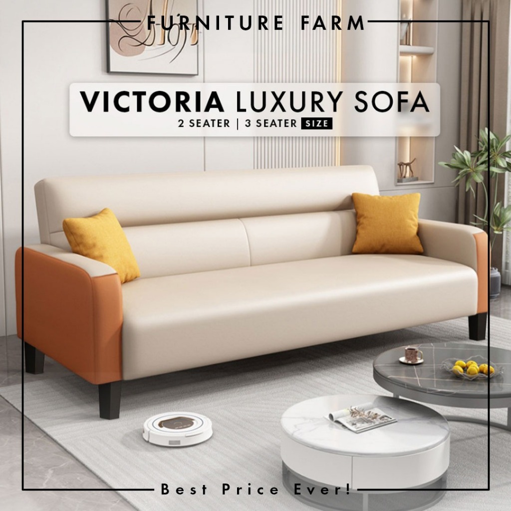F&F : Victoria Luxury Sofa PVC minimalist sofa / sofa 3 seater / sofa 2 ...