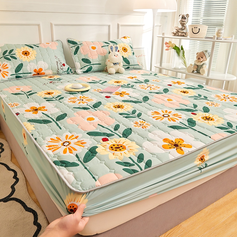 Flower Colored Mattress Protector Cotton Cadar Single/Queen/King Size ...