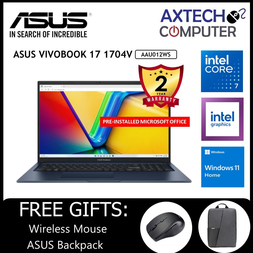Asus VivoBook 17 A1704V-AAU012WS 17.3'' FHD Laptop Quiet Blue (C7-150U ...