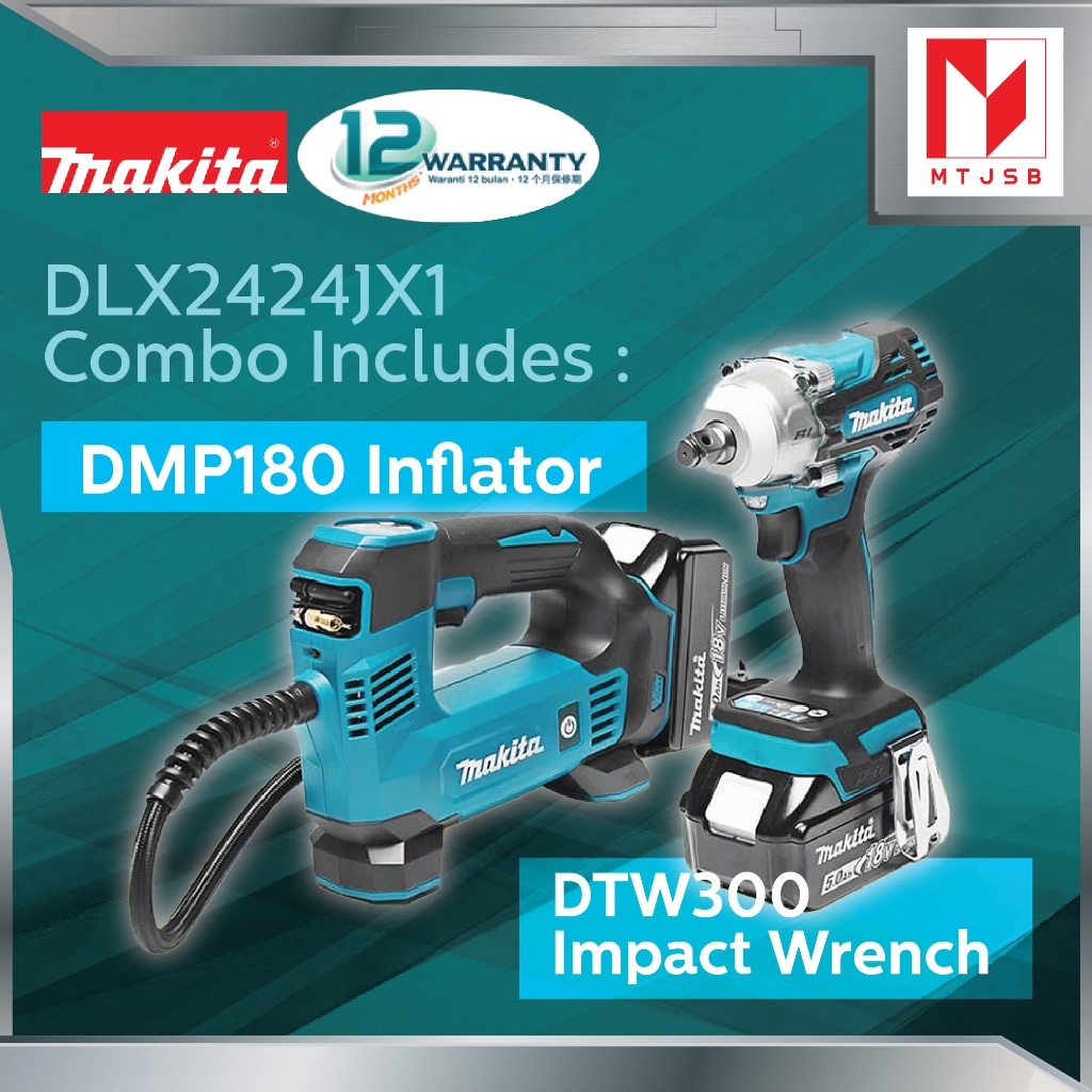Makita 18V Combo DLX2424JX1 DTW300 DMP180 Impact Wrench And Inflator ...