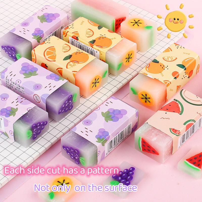 Fruity Eraser Cute Fruit Flavor Eraser Cartoon PVC Rubber Student ...