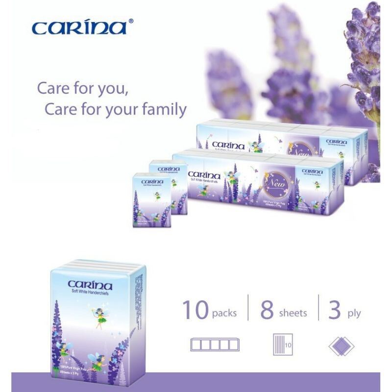 UG Carina Handkerchief Tissue Soft White Pocket Tissue 1 Tube 10 Pack ...