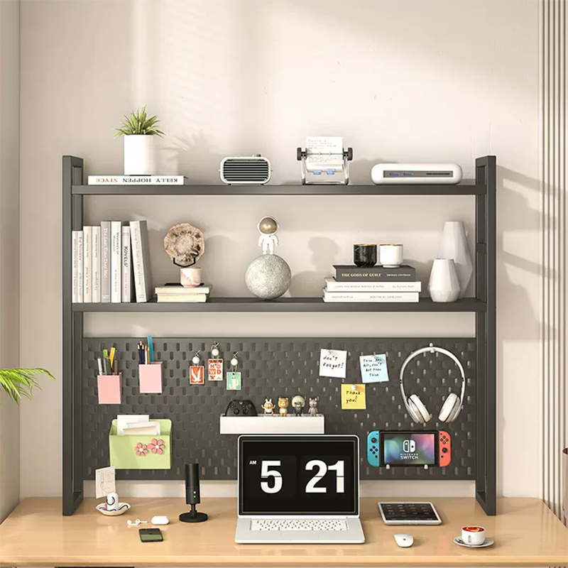 DIY iron perforated board desktop rack rak penyimpanan desktop Double ...