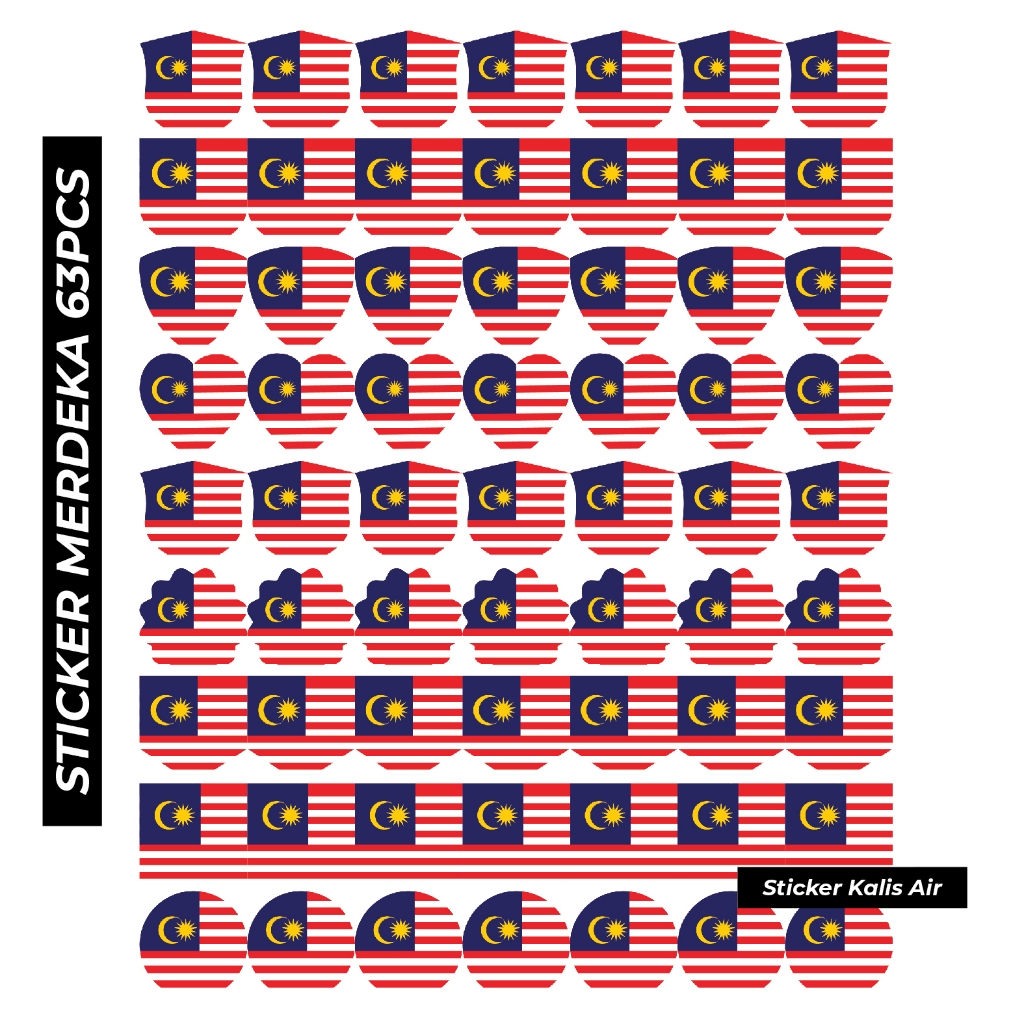 WHITE PP / CLEAR STICKER MERDEKA | 63PCS Sticker Bendera Malaysia ...