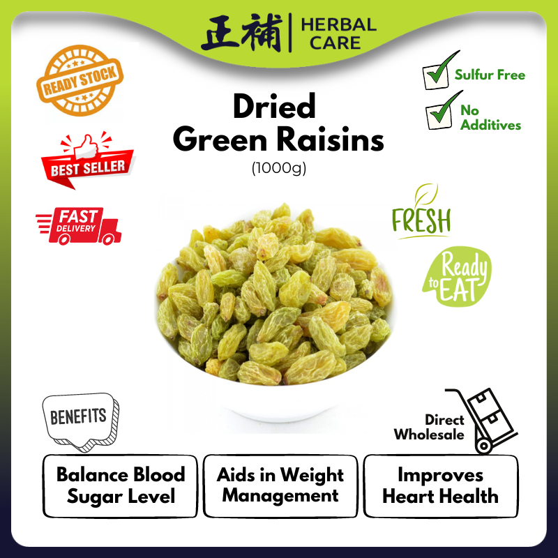 Dried Raisins Kismis 500g 1kg 新疆葡萄干 Kismis Hijau Green Raisin Herbal ...
