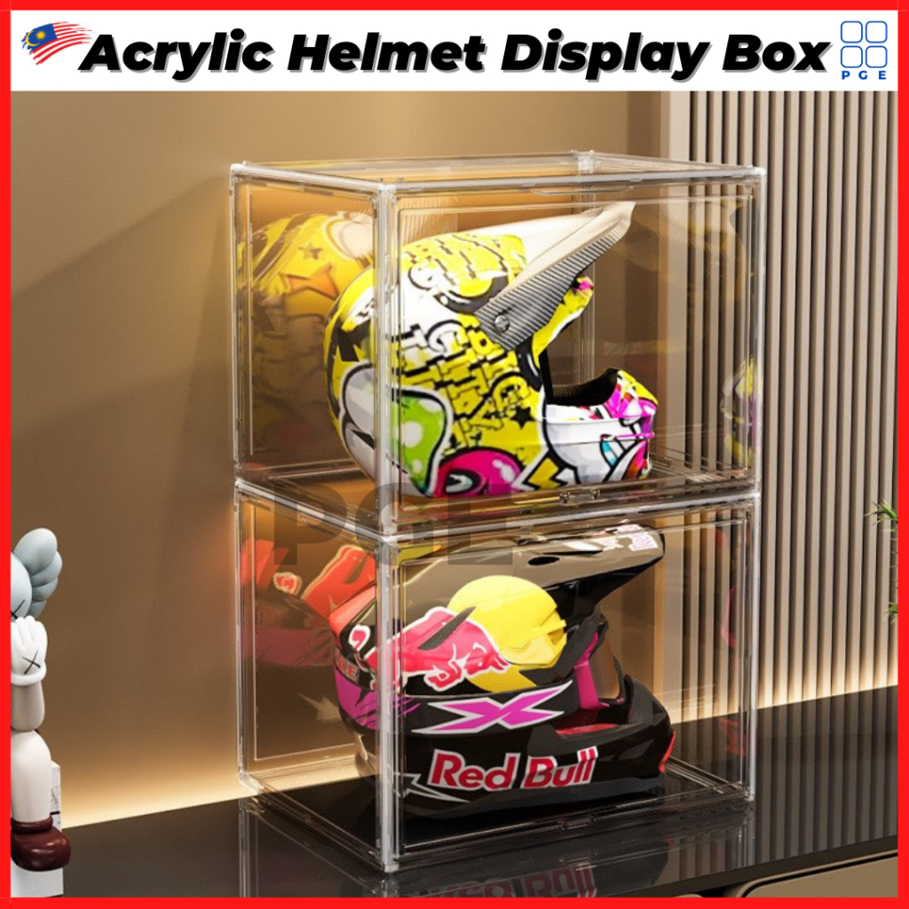 Full Acrylic Helmet Display Box Kotak Display Helmet Transparent ...
