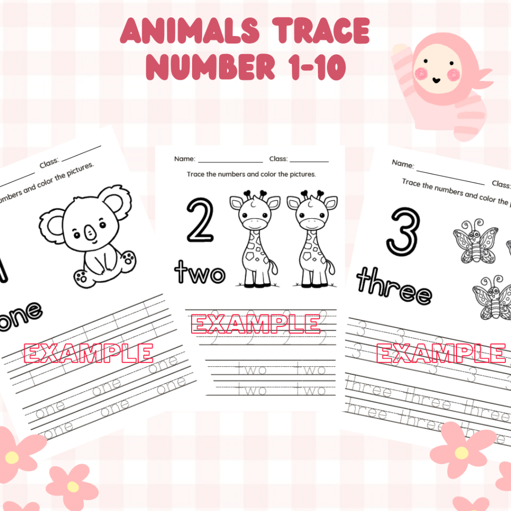 [PDF/SOFTCOPY] 1-10 Trace Numbers Animals Coloring Pages For Kids Adult ...