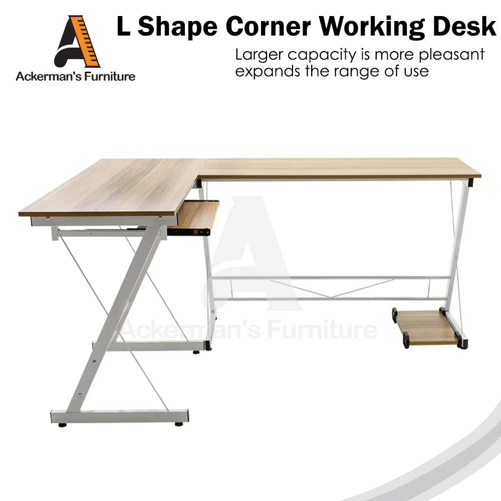 ACKERMAN Corner L Shape CPU Computer Desk Study Table Workstation Home ...