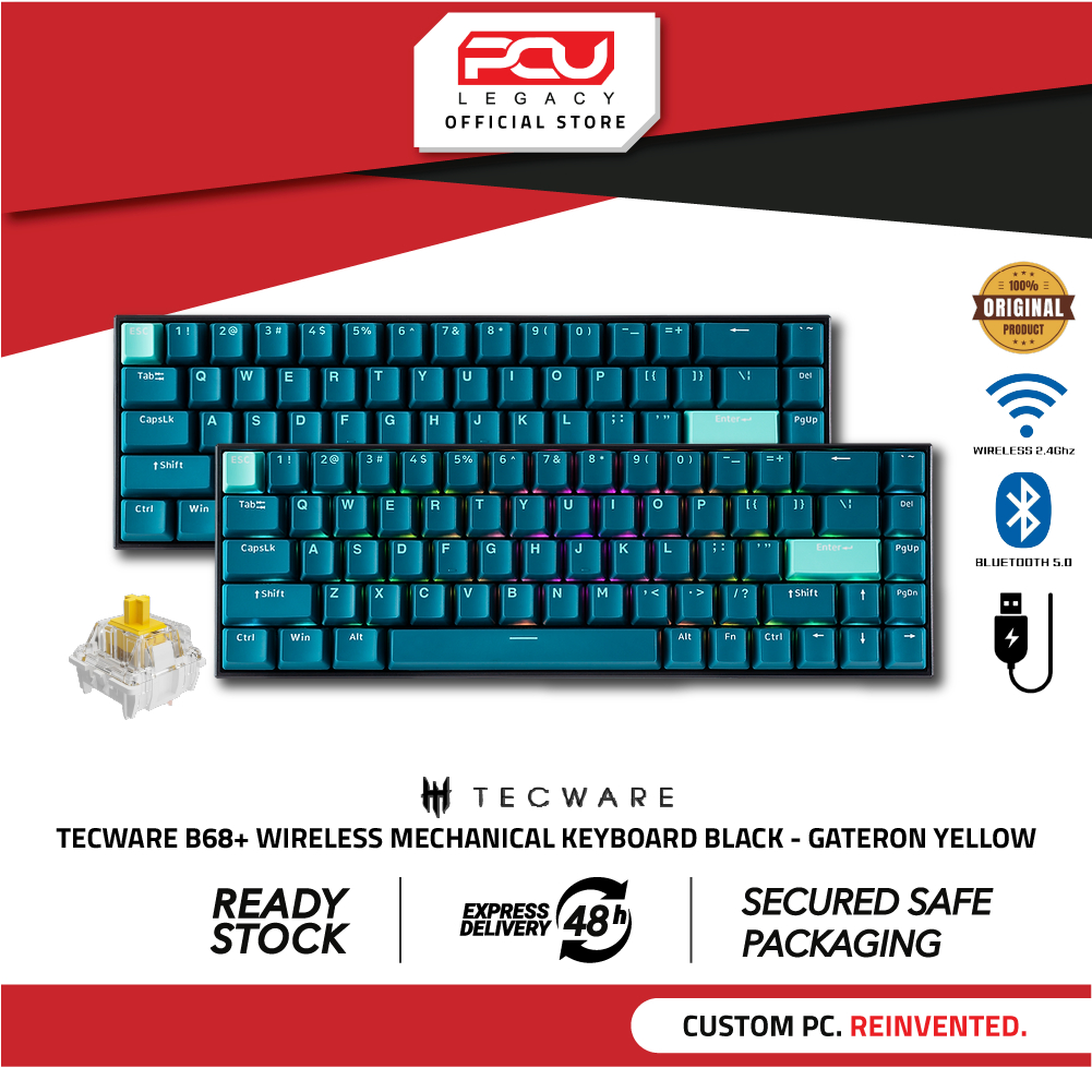 Tecware B68+ Wireless Mechanical Keyboard Black - Gateron Yellow ...