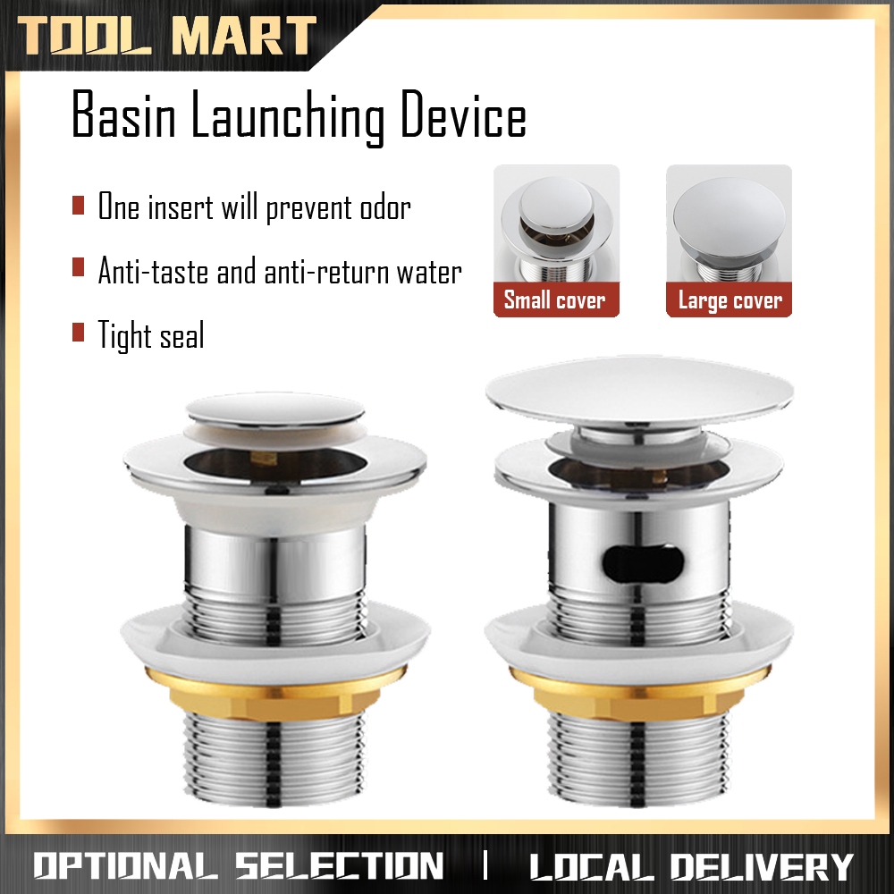 Stainless Steel Bathroom Push Spring Pop Up Waste Filter Outlet faucet ...