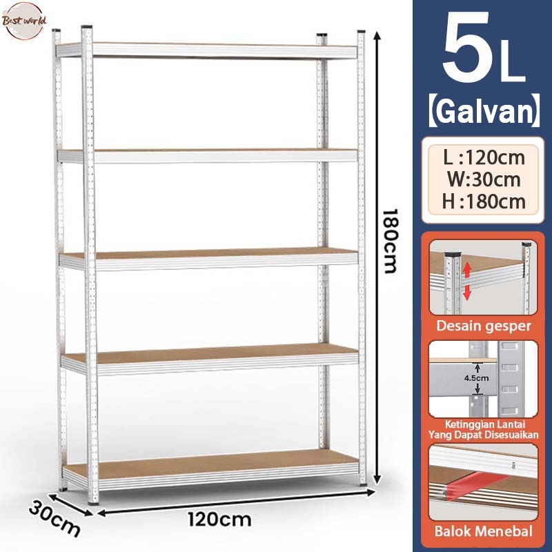🪜Adjustable Rak Besi 5/6Tier Metal Boltless Rack Kitchen Rack Store ...