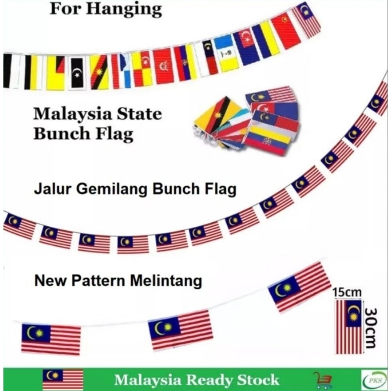 Malaysia Flagline Bunch Flag / Bendera Malaysia Kecil Gantung Melintang ...