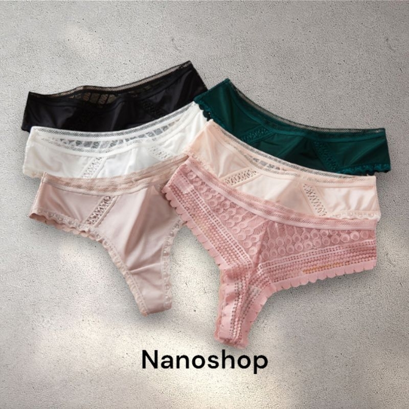Nanoshop Sexy lace thong underwear Low Waist G-ring Yoga Panties | Shopee Malaysia