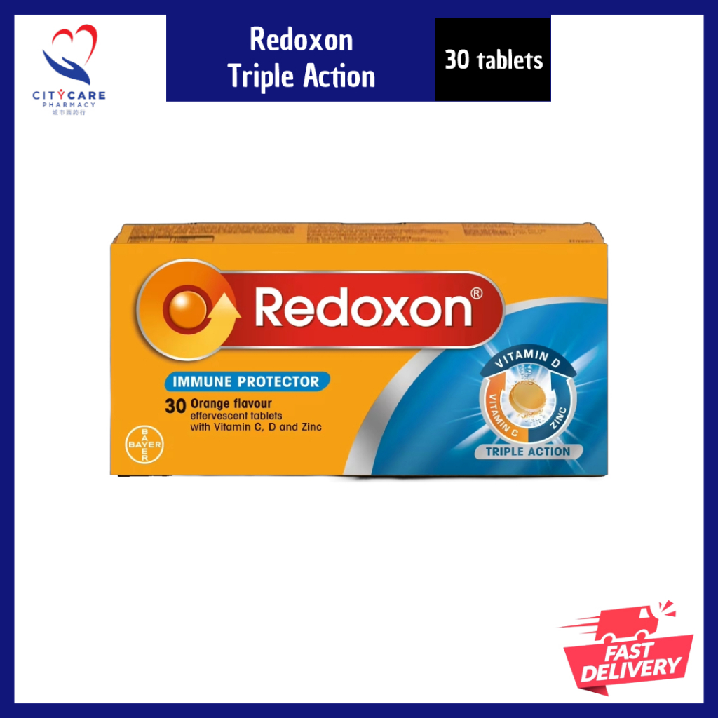 EXP 12/02/2027 (30 Effervescent Tablets) Redoxon® Triple Action (ORANGE ...