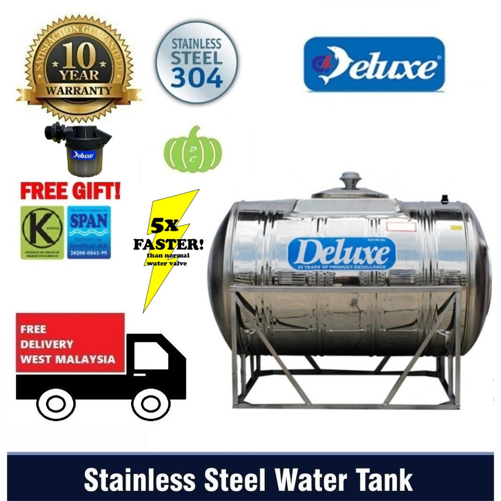 Deluxe 304 Stainless Steel Horizontal Water Tank With Stand(500 - 5000 ...