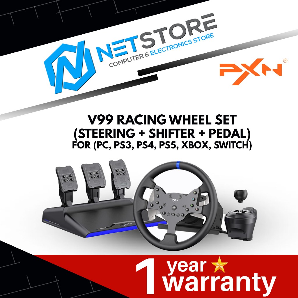 PXN V99 RACING WHEEL SET (STEERING + SHIFTER + PEDAL) FOR (PC, PS3, PS4 ...