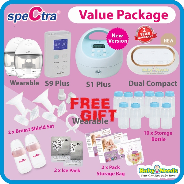 Spectra Wearable/S1/S9 Plus/Dual Compact Double Breast Pump Package ...