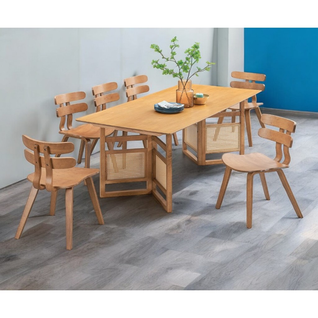 MUJI Dining Table Set 1+6 Solid Wood | Shopee Malaysia