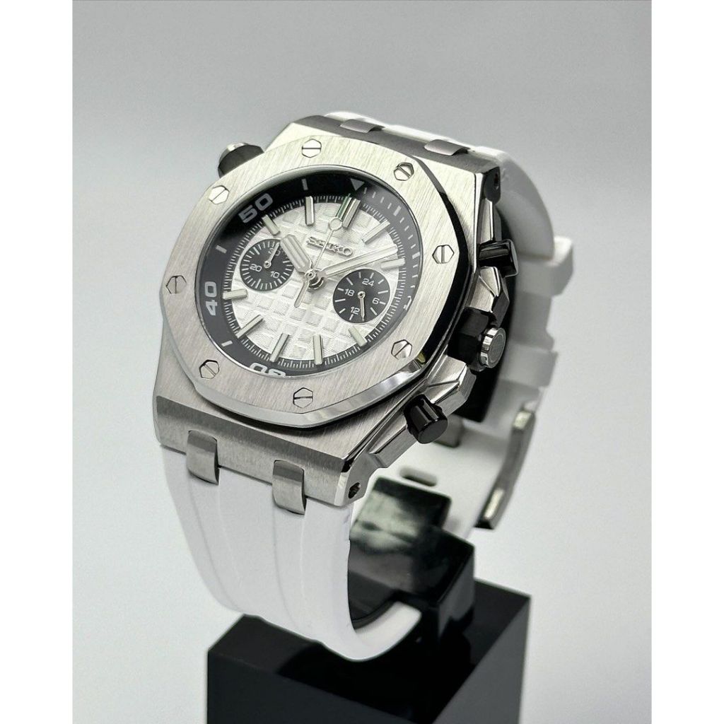 【White Panda AP ROO Quartz Chronograph 46mm】 Custom Seiko Mod Watch ...