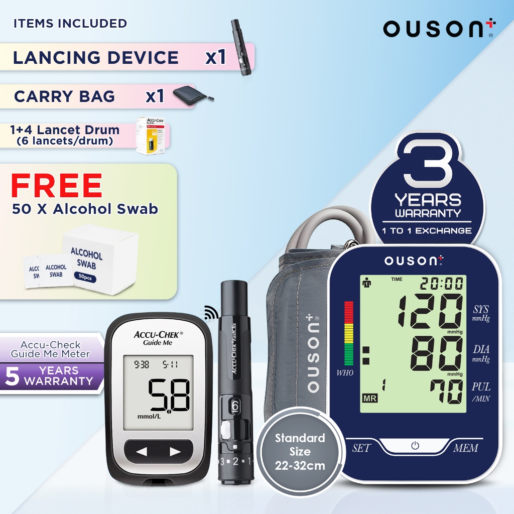 [BUNDLE] Ouson Arm Type Digital Blood Pressure Monitor With Accu-Chek ...
