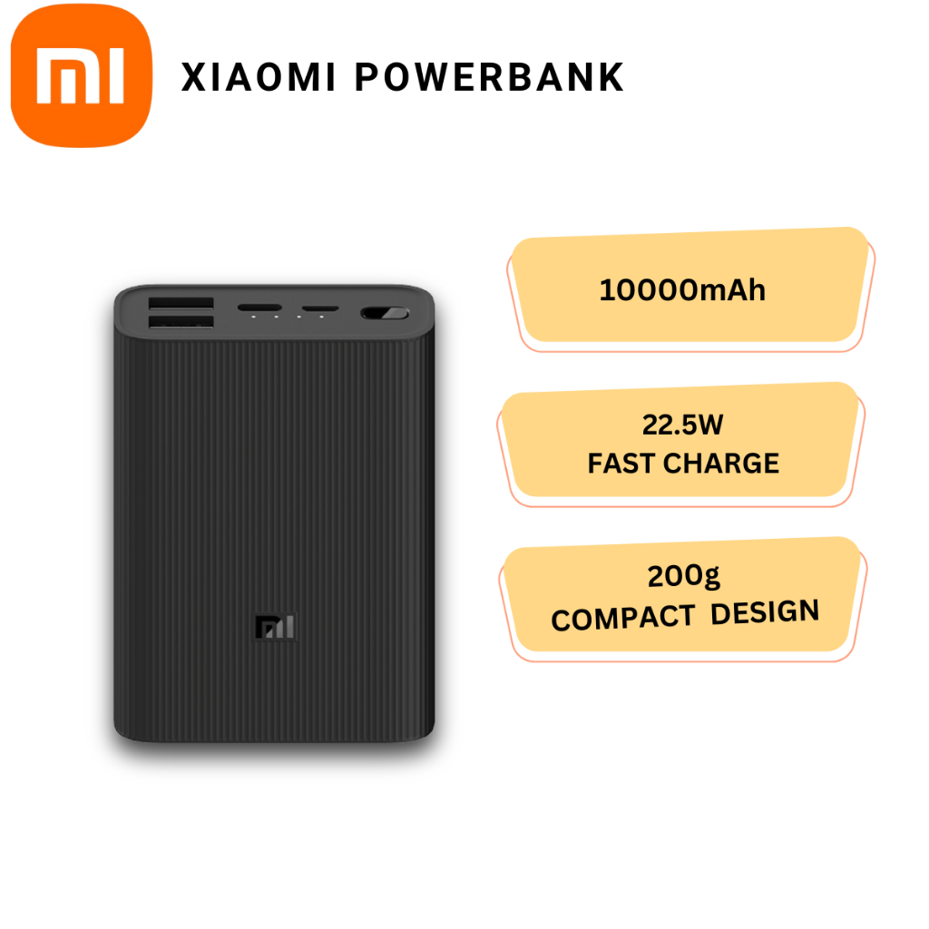 Xiaomi 10000mAh 22.5W Power Bank 3 Ultra Compact Fast Charging Wide ...