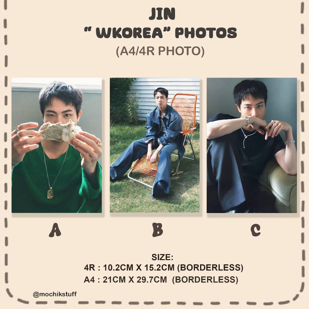 4R/A4_ JIN WKOREA B.T.S PHOTO FANMADE | Shopee Malaysia
