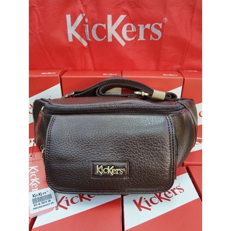 kickers Leather Waist Pouch 👉🏻100% Original👉🏻kIC-W78272DB 👉🏻Warna Brown ...