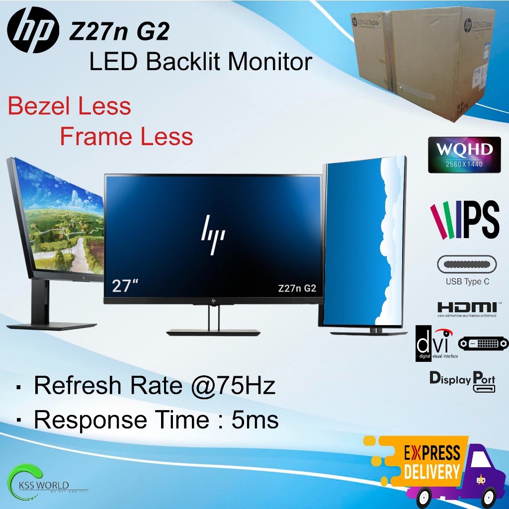 HP Z27n G2 27"inch Micro-Edge Flat Panel IPS w/LED backlit Monitor ...