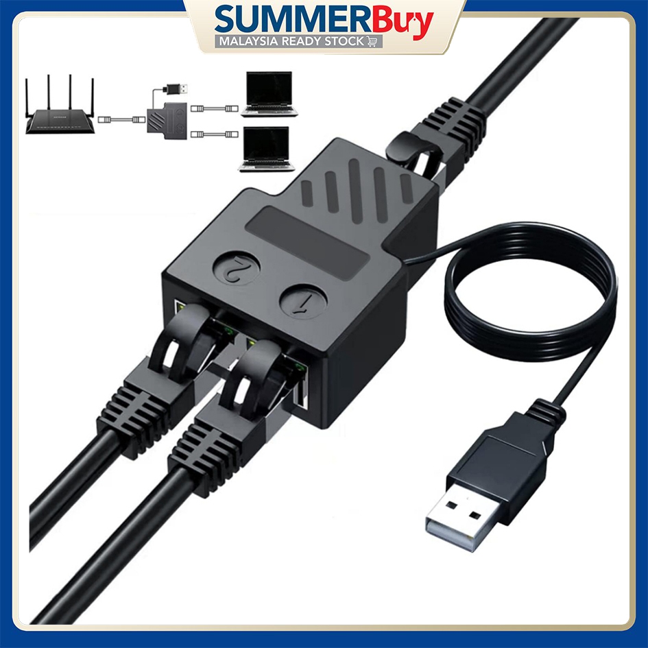 Ethernet Splitter 1 to 2 RJ45 Network Adapter Internet At the Same Time ...