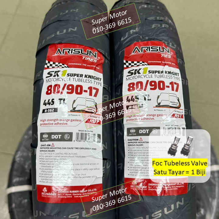 ARISUN TUBELESS TYRE 70/90 80/90 RACING COMPOUND TAYAR TYRE TIRE TAYAR ...