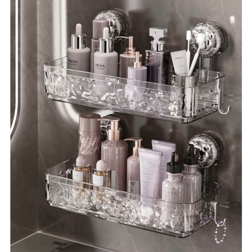 Ripple Suction Cup Storage Rack Bathroom Kitchen Sink Tray Suction Cup ...