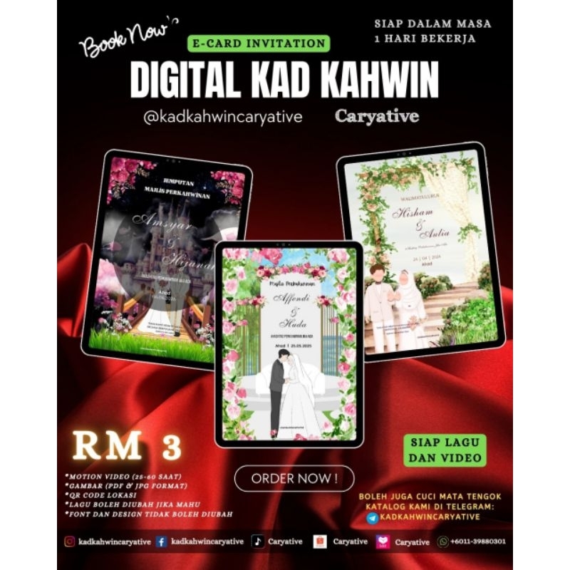 RM3 SAHAJA! KAD JEMPUTAN KAHWIN DIGITAL/E-CARD WEDDING CARD INVITATION ...