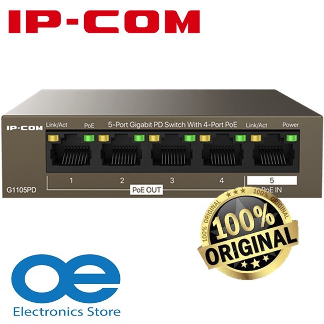 IP-COM G1105PD Network 5 Port Gigabit With 4 Port PoE 6 kV Lightning Protection PD Network ...