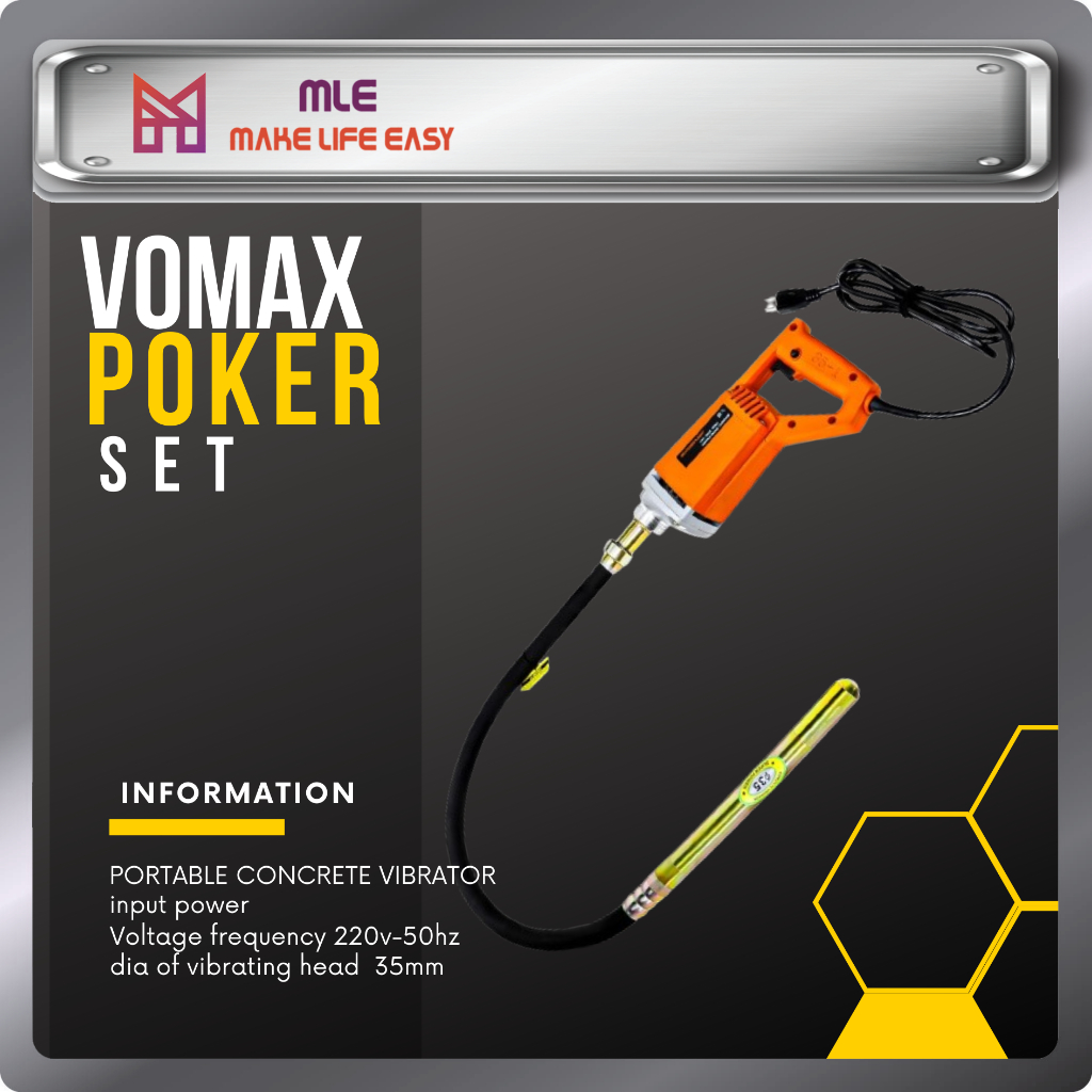 VOMAX 35MM/2.0MRTS/1200W ELECTRIC PORTABLE VIBRATOR POKER SET CONCRETE ...