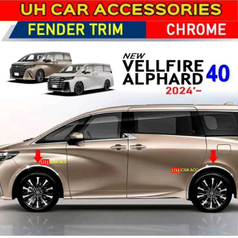 Toyota Alphard Vellfire 2024 AH40 AGH40 Fender Trime Garnish Chrome ...