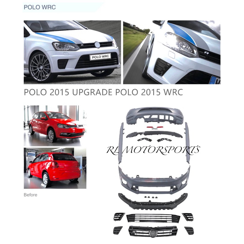 Volkswagen Polo MK5 2011 2012 2013 2013 2015 2016 2017 WRC bodykit body ...