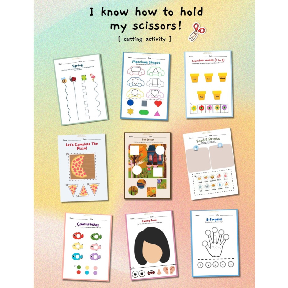 [SET C] [24 Pages] [PDF] Kids Educational Material - Cutting Activity ...