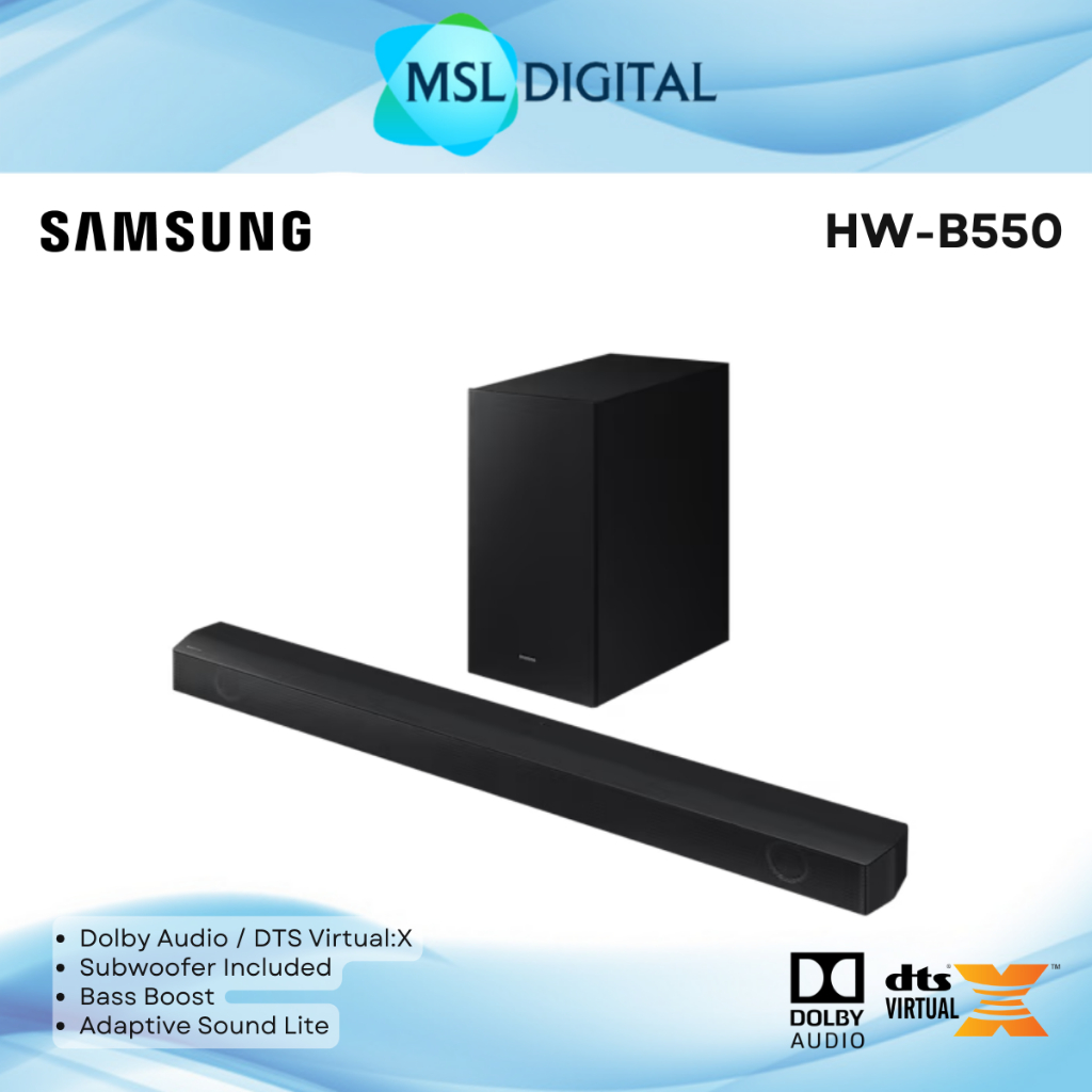 Samsung B550 Soundbar with Wireless Subwoofer / Dolby ATMOS / Tap Sound ...
