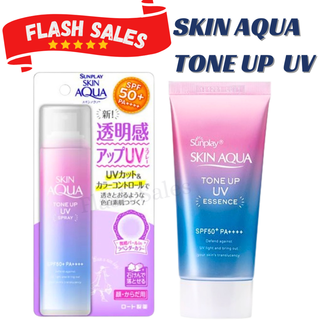 SUNPLAY Skin Aqua Tone Up UV Essence SPF50+ 80g // Spray 70g | Shopee ...